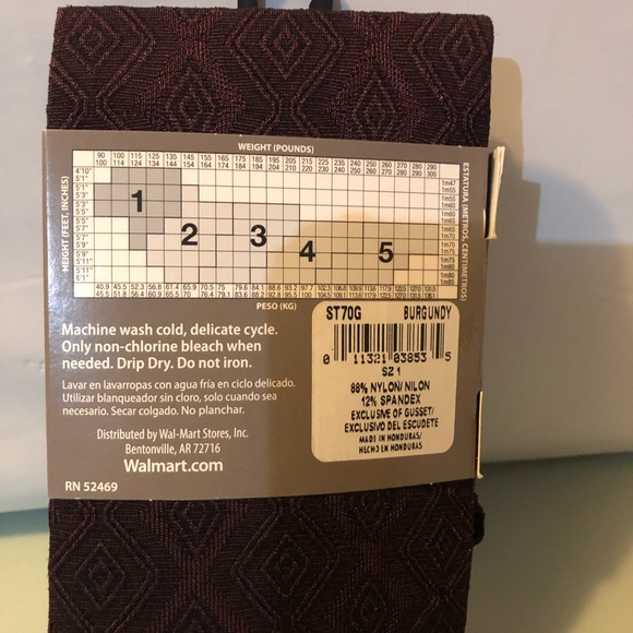 Secret Treasures | Other | Womens Size Pattern Tights New Burgundy ...